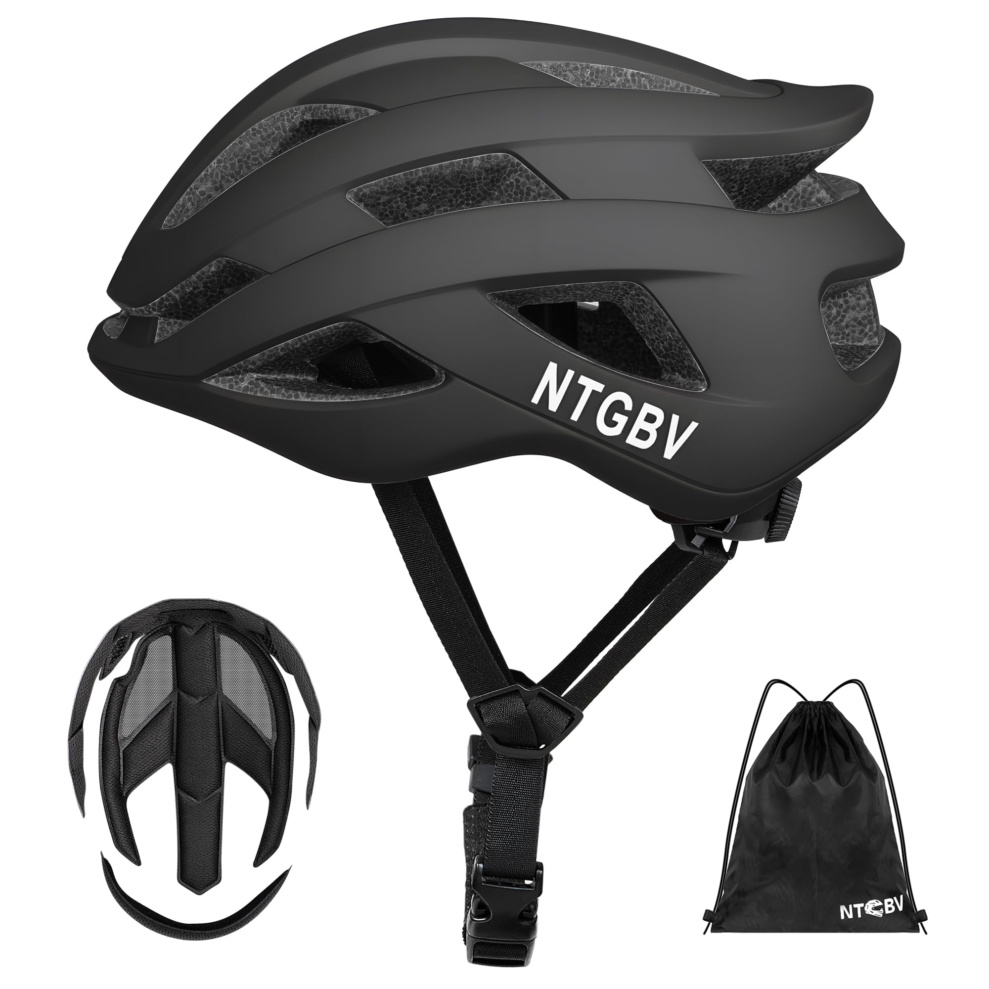 NTGBV Adult Bike Helmet for Men/Women with Helmet Bag 2 Removable ...