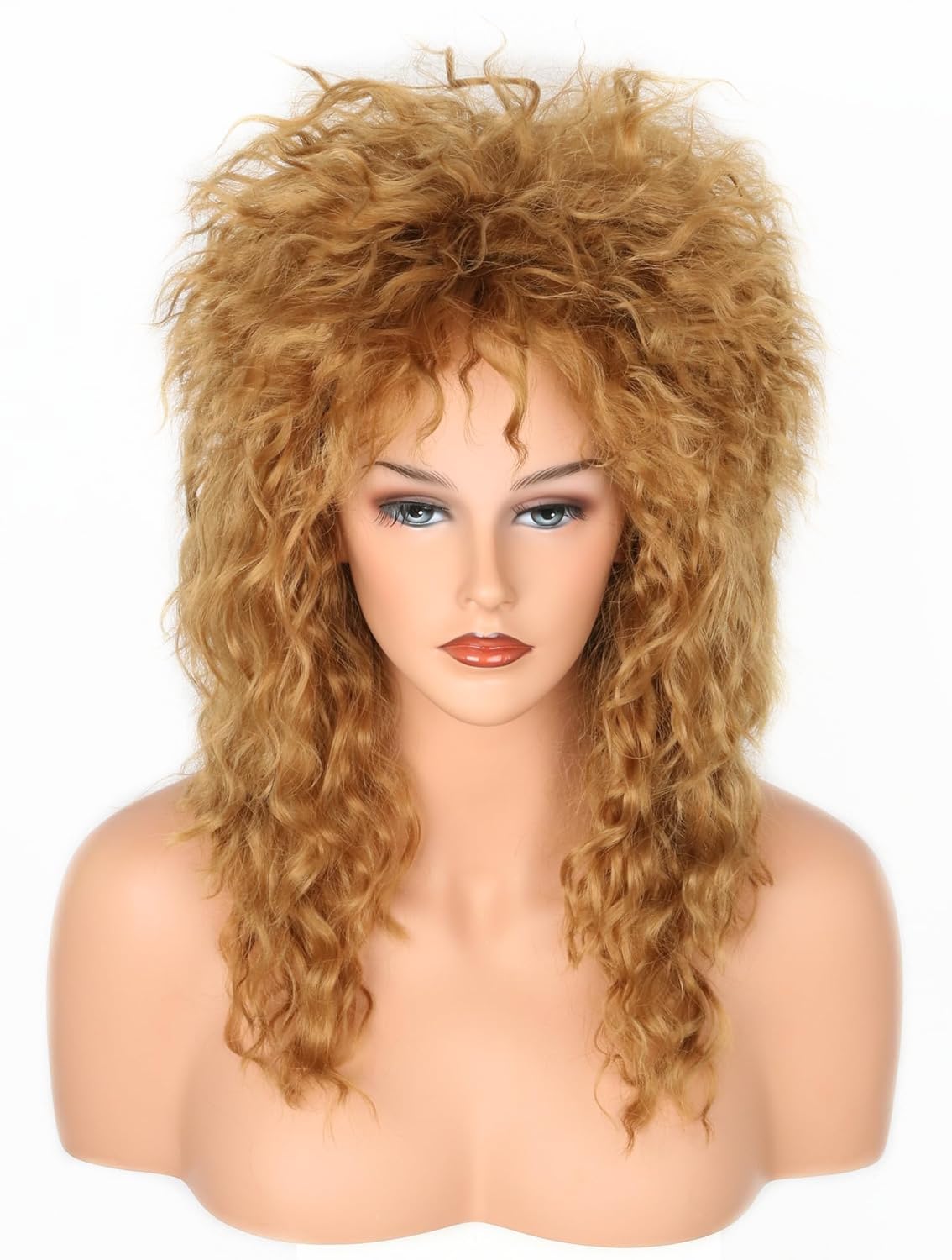 LeMarnia 80s Wigs for Women Rock Diva Costume Wig Golden Brown Fluffy ...