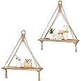 Amazon.com: Mkono Macrame Hanging Shelves Boho Wall Decor Set of 2 ...