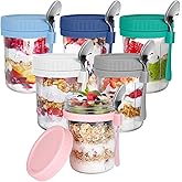 Amazon.com: LANDNEOO 6 Pack Overnight Oats Containers with Lids and Spoons, 16 oz Glass Mason ...