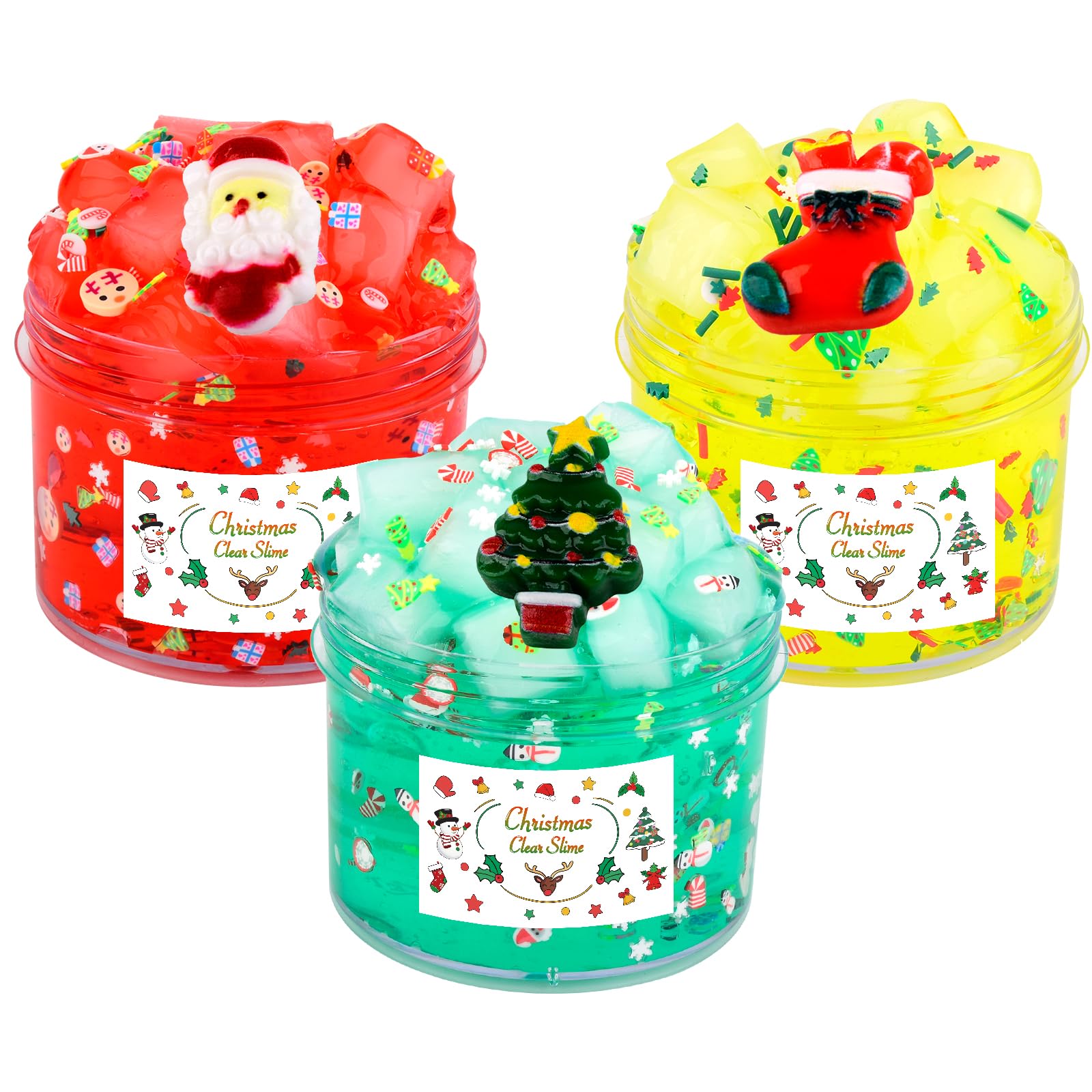 3 Pack Jelly Cube Crunchy Slime Kit, with Yellow, Red,Green Clear ...