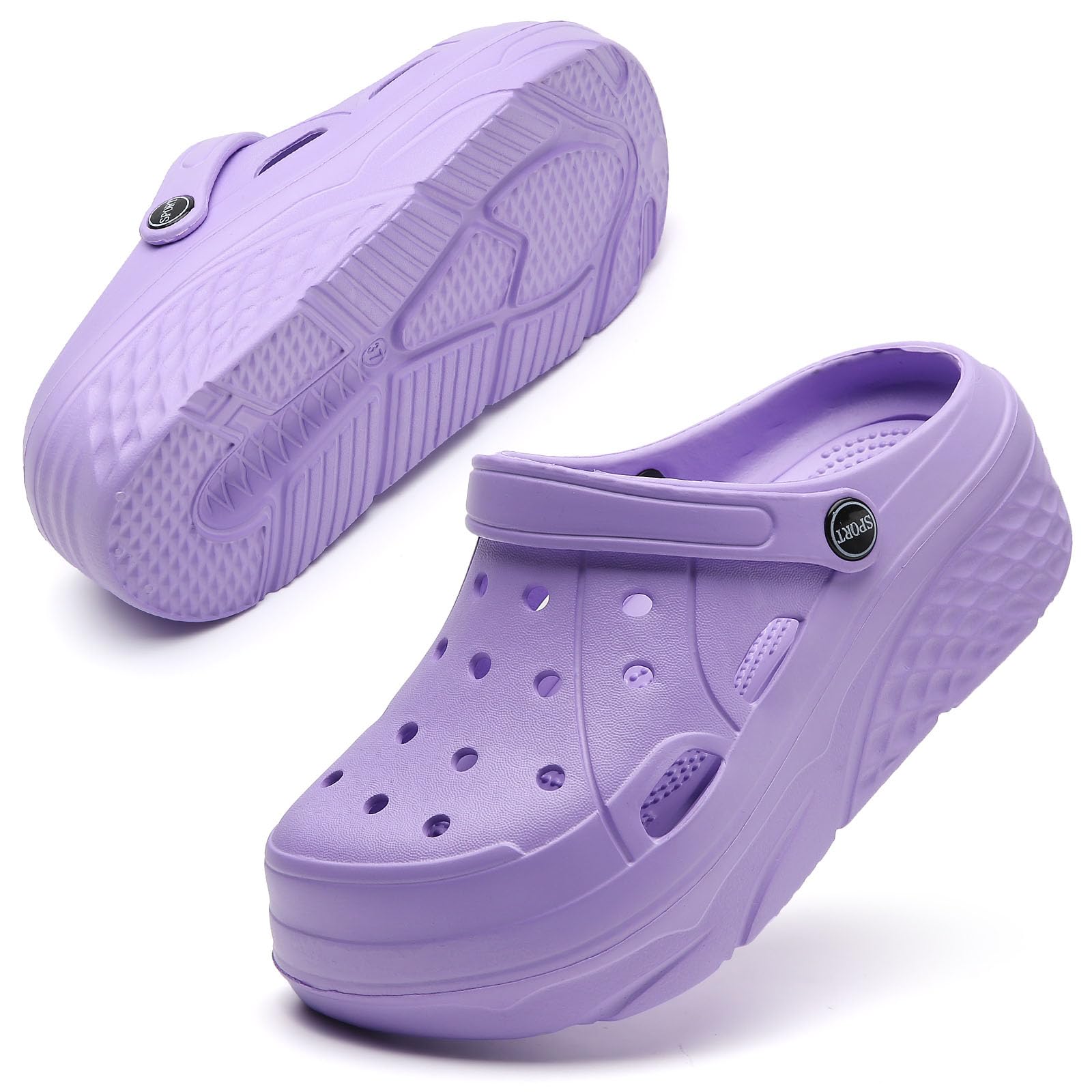 SECHRITE Womens Platform Clogs Garden Shoes with Strap Waterproof Slip ...