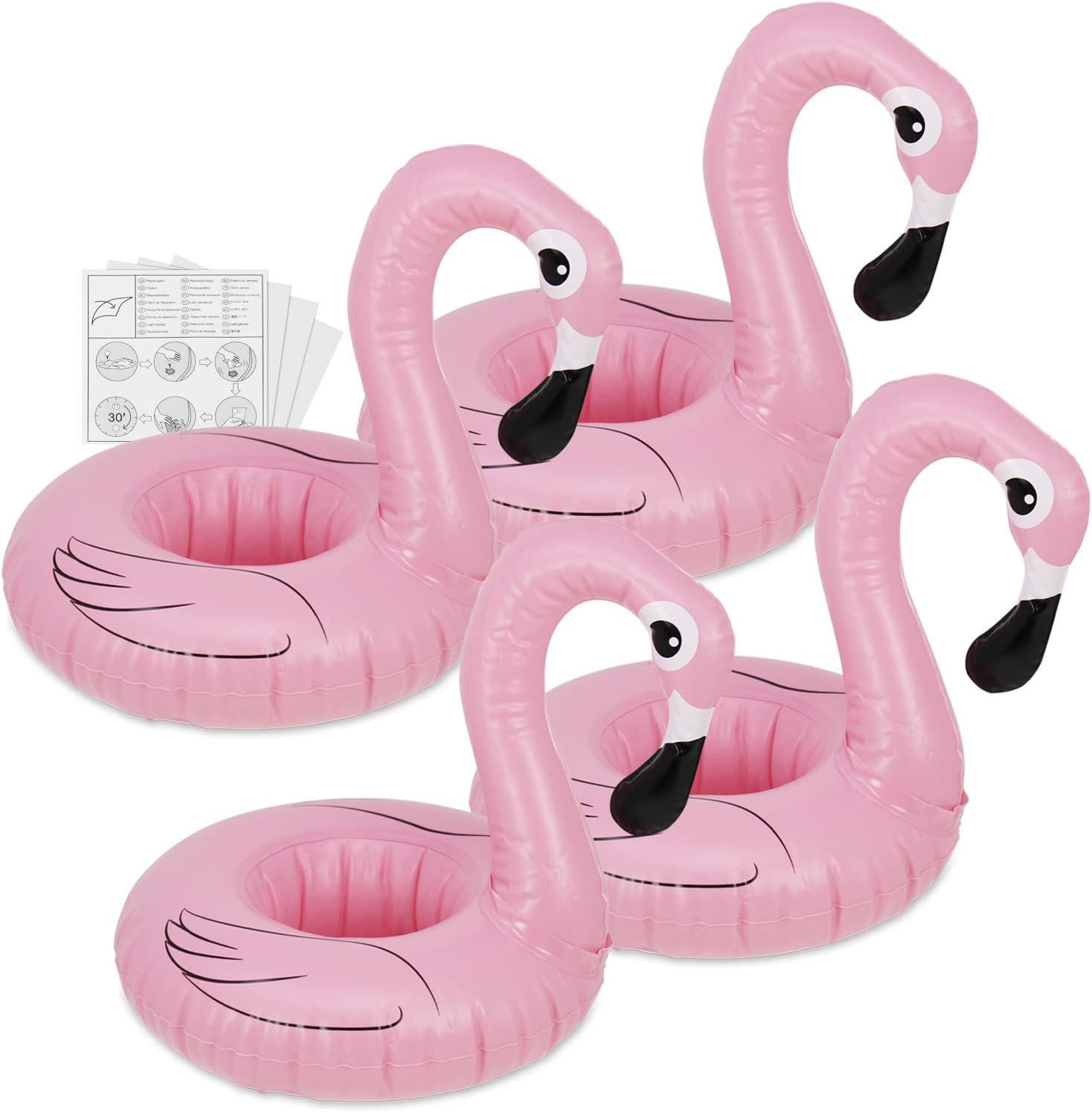com-four® 4x inflatable cup holder for the pool – Can holder Flamingo ...