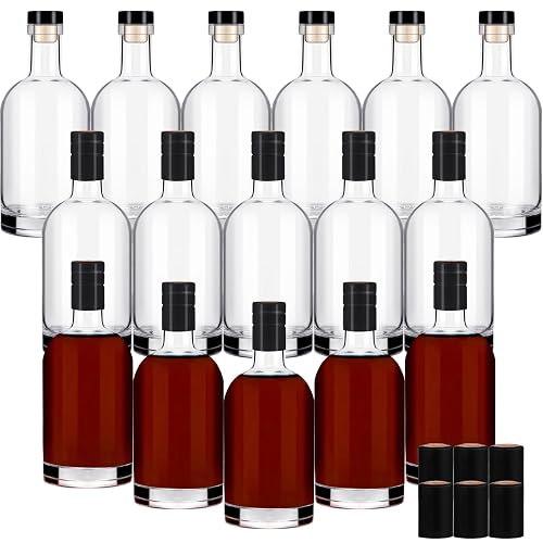 Liengoron Wine Bottle 16PCS 200 ML Glass Bottles with Lids 6 oz Clear ...