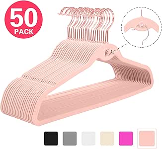 Amazon.com: MIZGI Upgraded Cascading Velvet Hangers - 50 Pack Heavyduty ...