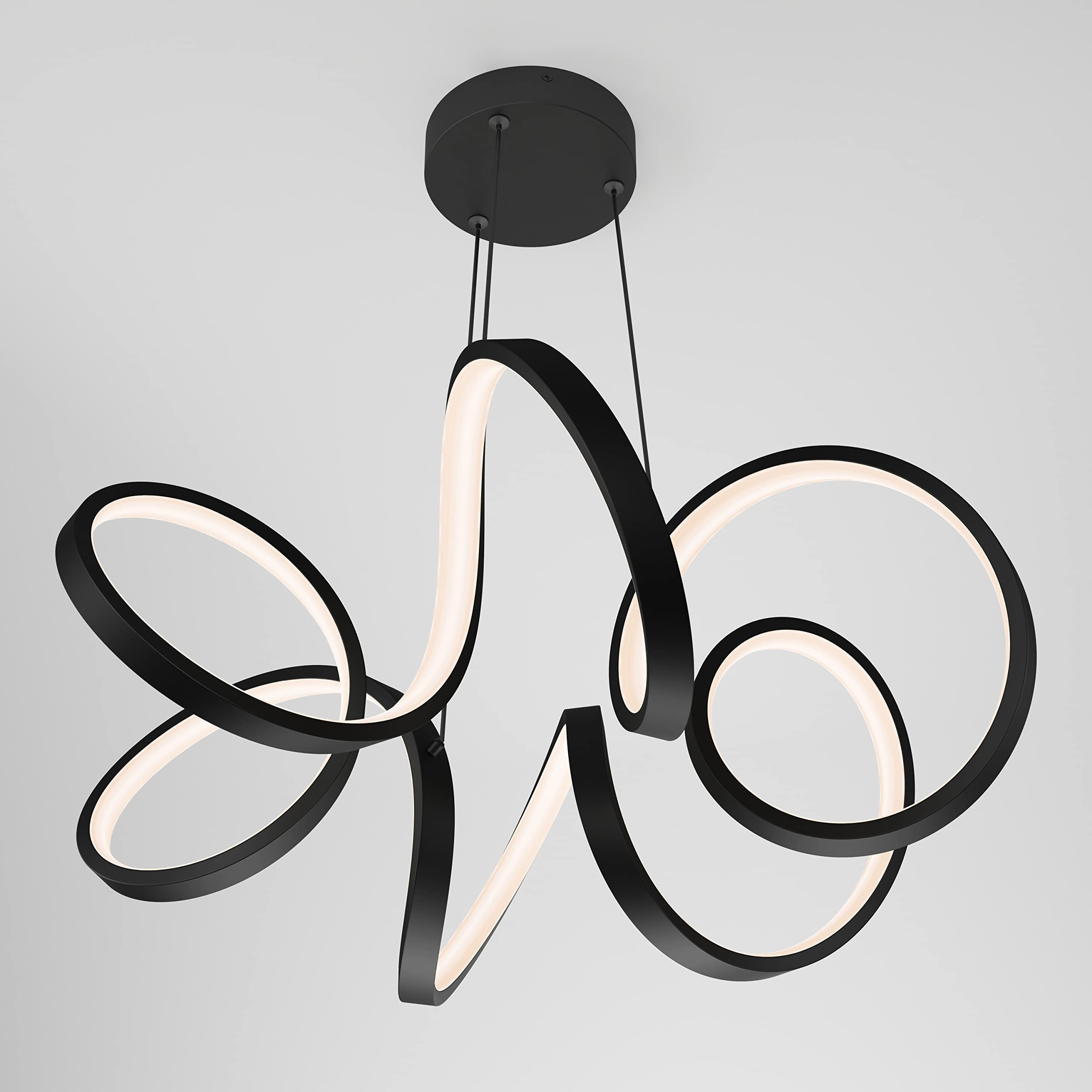 Artika Swirl Ribbon 30W LED Pendant Light Fixture, Matte Black Finish ...