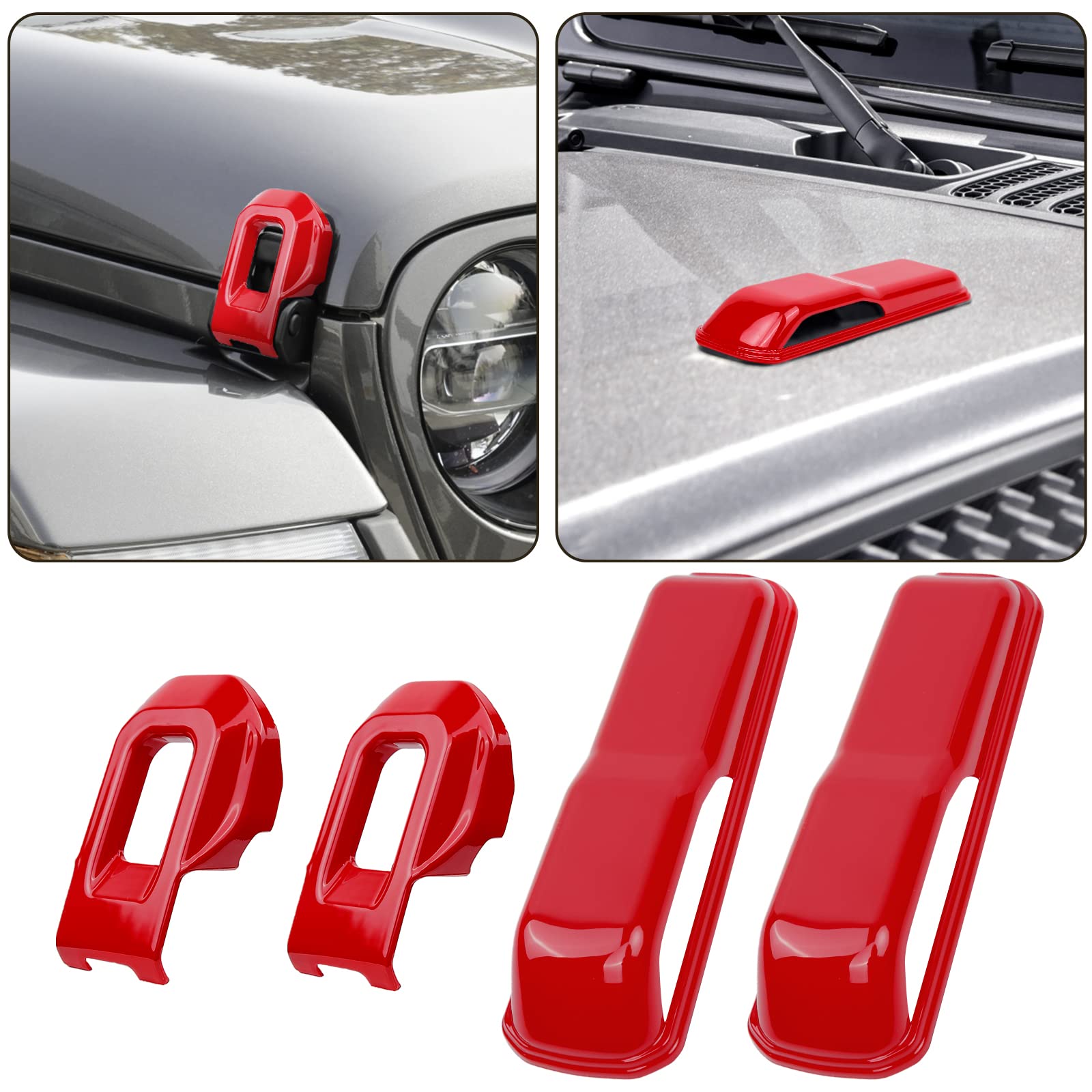 COGEEK Hood Latch Lock Catch Brackets Cover and Engine Hood Hinge Cover ...