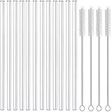 MIXIAO® Glass Drinking Straws 8.5 in x 10 mm Set of 6 with 2 Cleaning ...