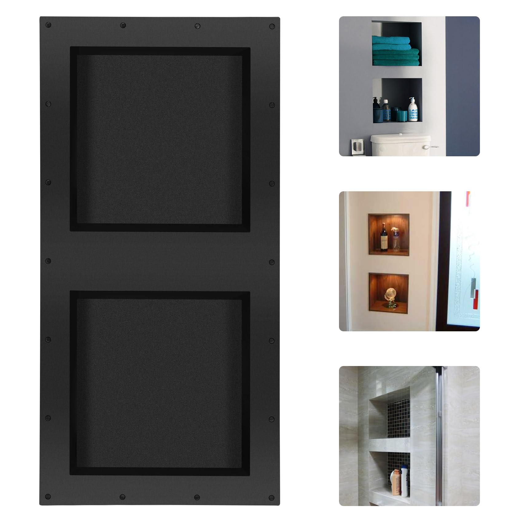 Suteck 32" x 16" Double Shelf Shower Niche Ready for Tile Waterproof ...