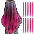 Amazon.com : RINBOOOL Pink Hair Extensions Clip in, 22 Inch 10 Pcs Long ...