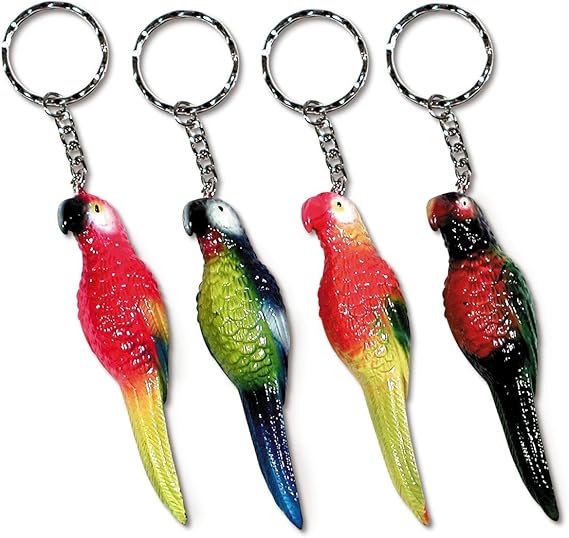 Amazon.com: LX Wholesale Pack Handpainted Assorted Parrot Bird Keychain ...