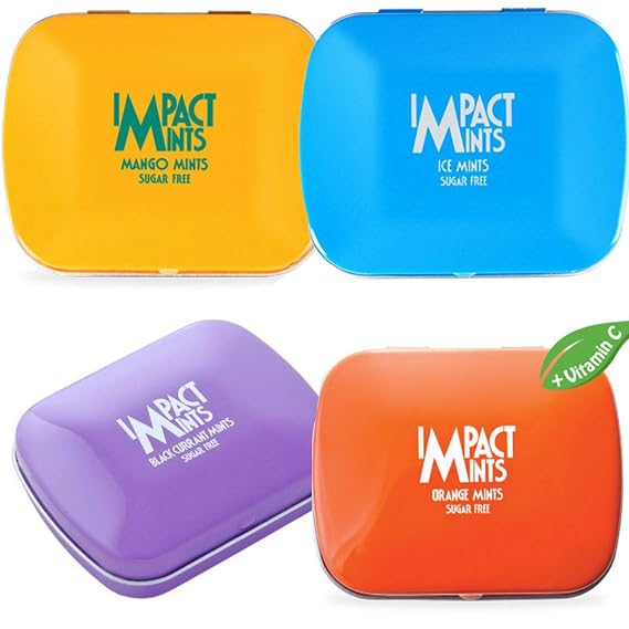 Impact Mints Pack Of Four Mango, Ice Mints, Black Currant, Orange Mints ...