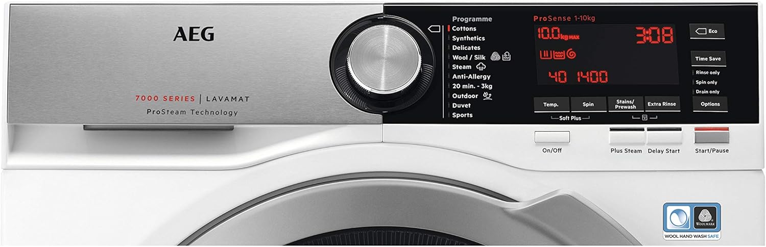 AEG L7FEC146R 7000 Series Freestanding Washing Machine with ProSteam Technology, 10kg load ...