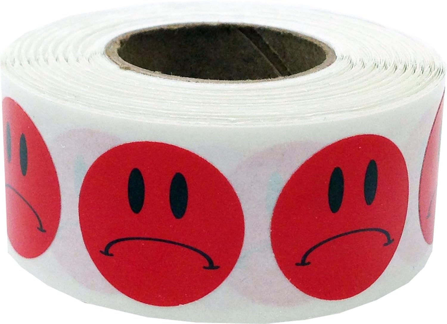 Red Sad Face Circle Dot Stickers, 19 mm 3/4 Inch Round, 500 Labels on a ...