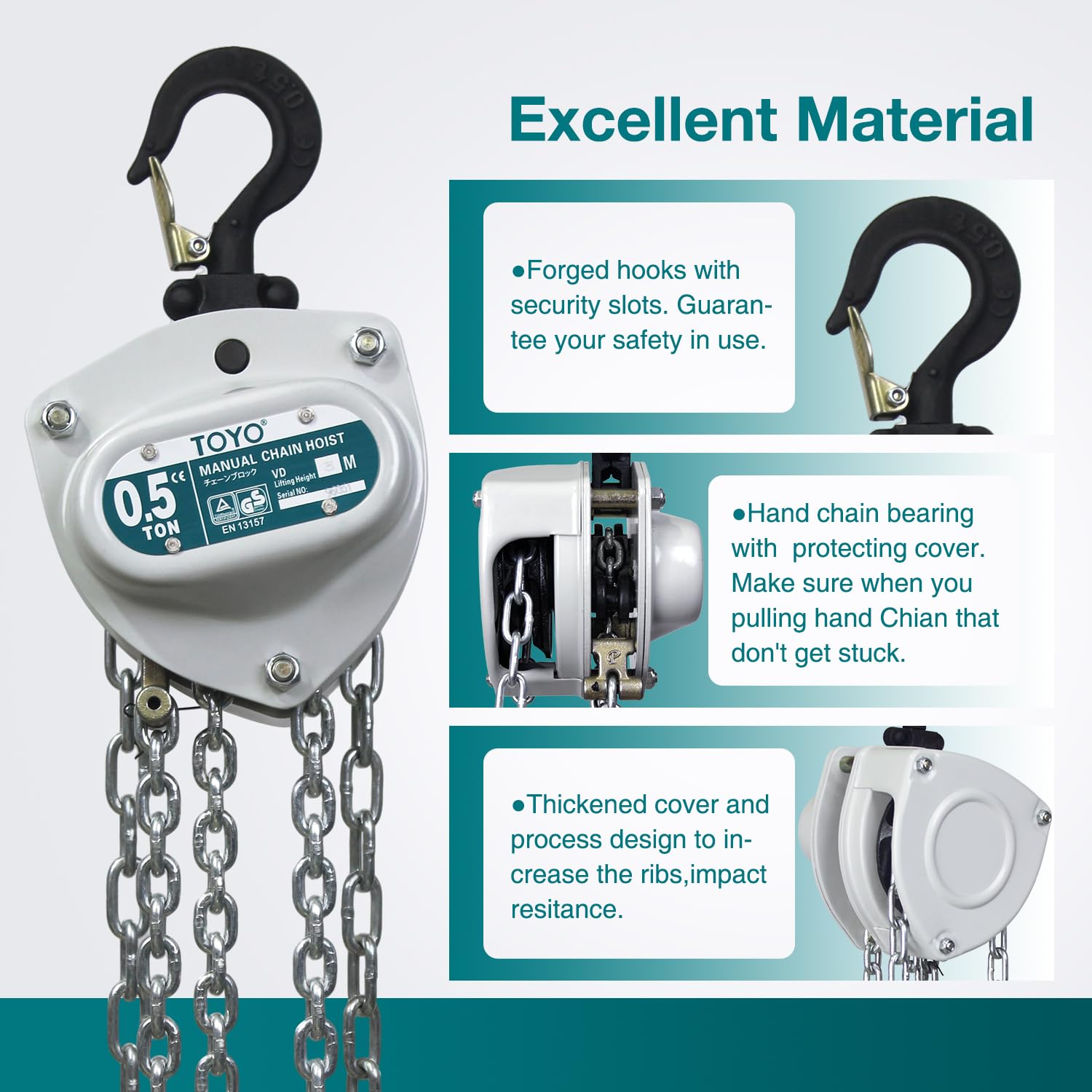 Mua TOYO Chain Hoist 1100Lb,10ft Manual Chain Block Hoist 0.5ton Chain ...