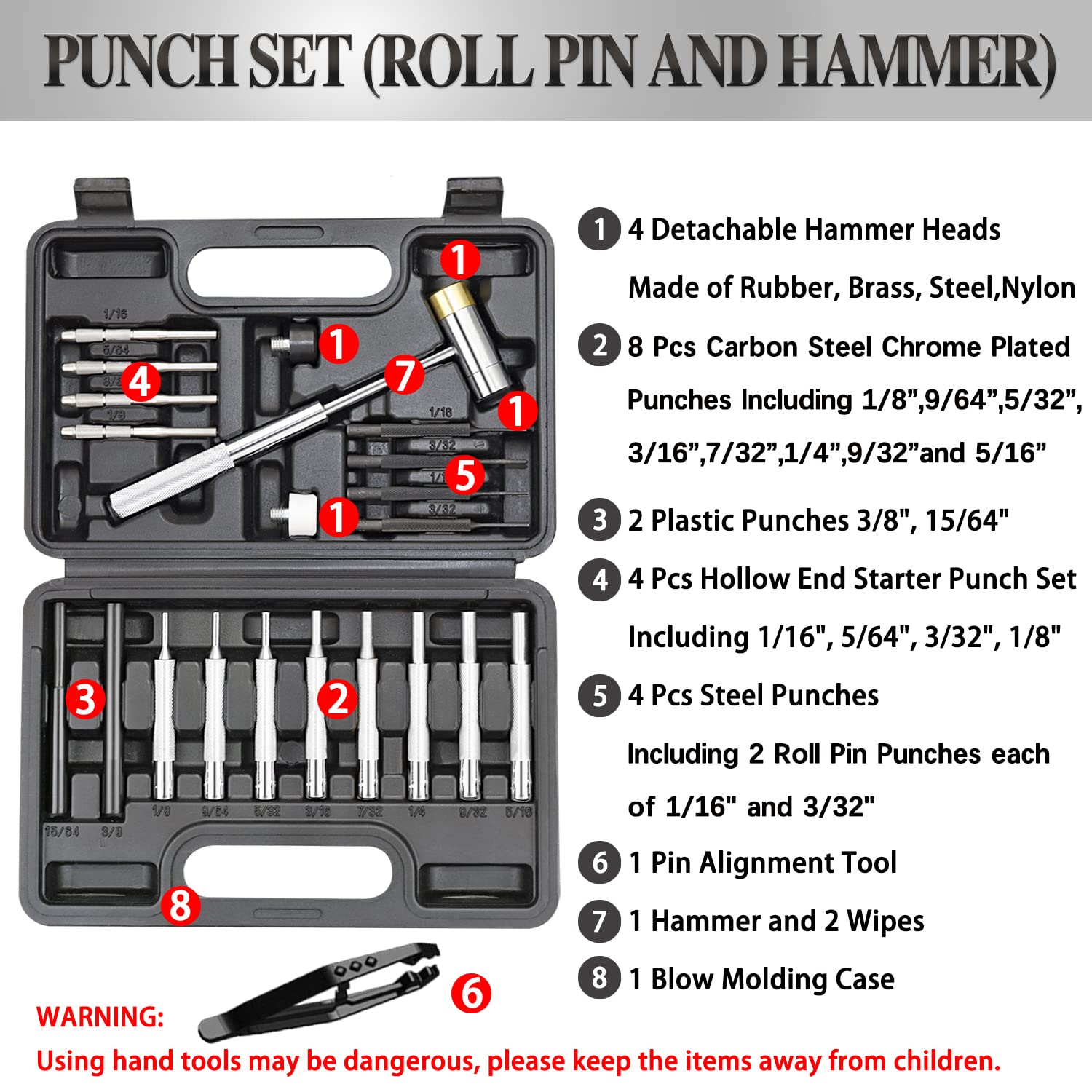 Mua BESTNULE Punch Set, Pin Punches, Punch Tool, Roll Pin Punch Set ...