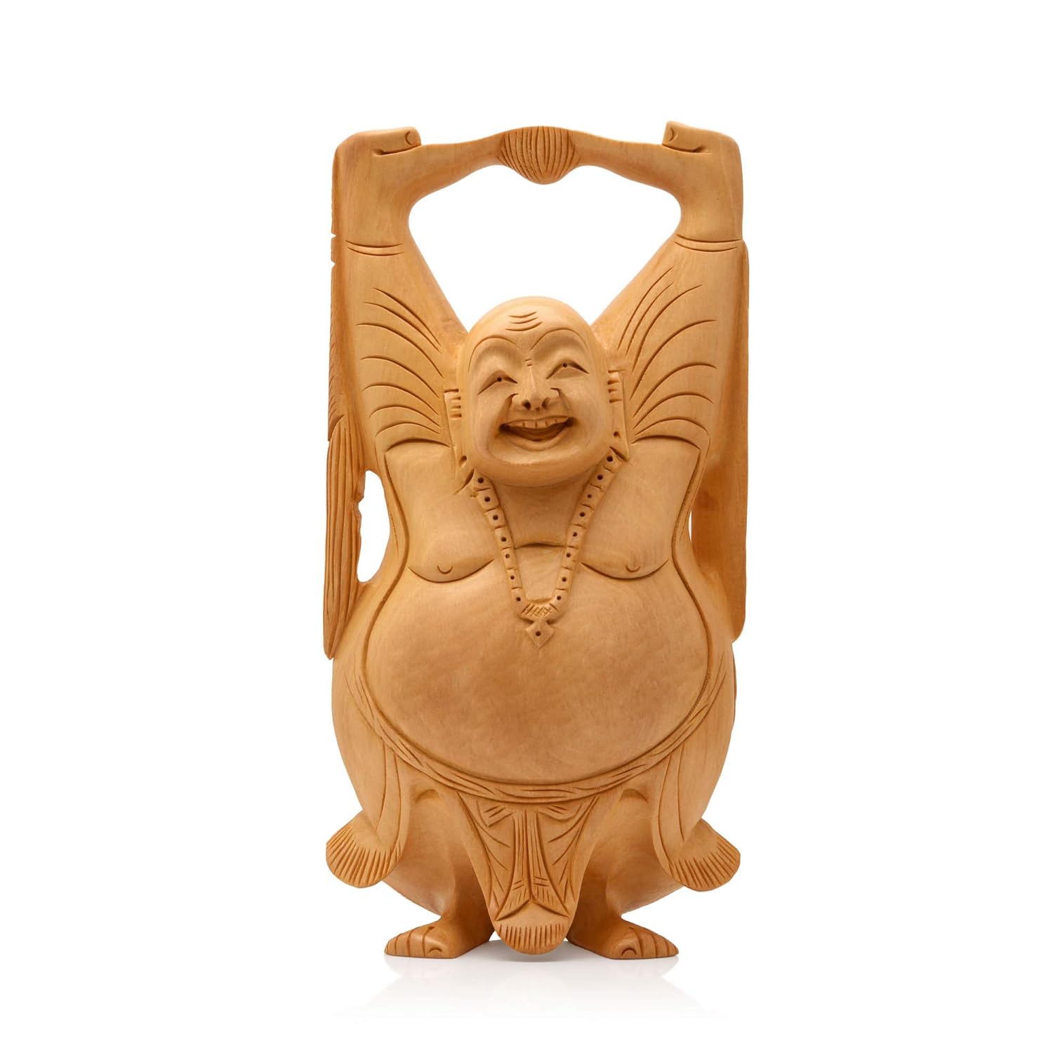 Buy India Shoppers Point Wooden Laughing Buddha/Happy Man Statue ...
