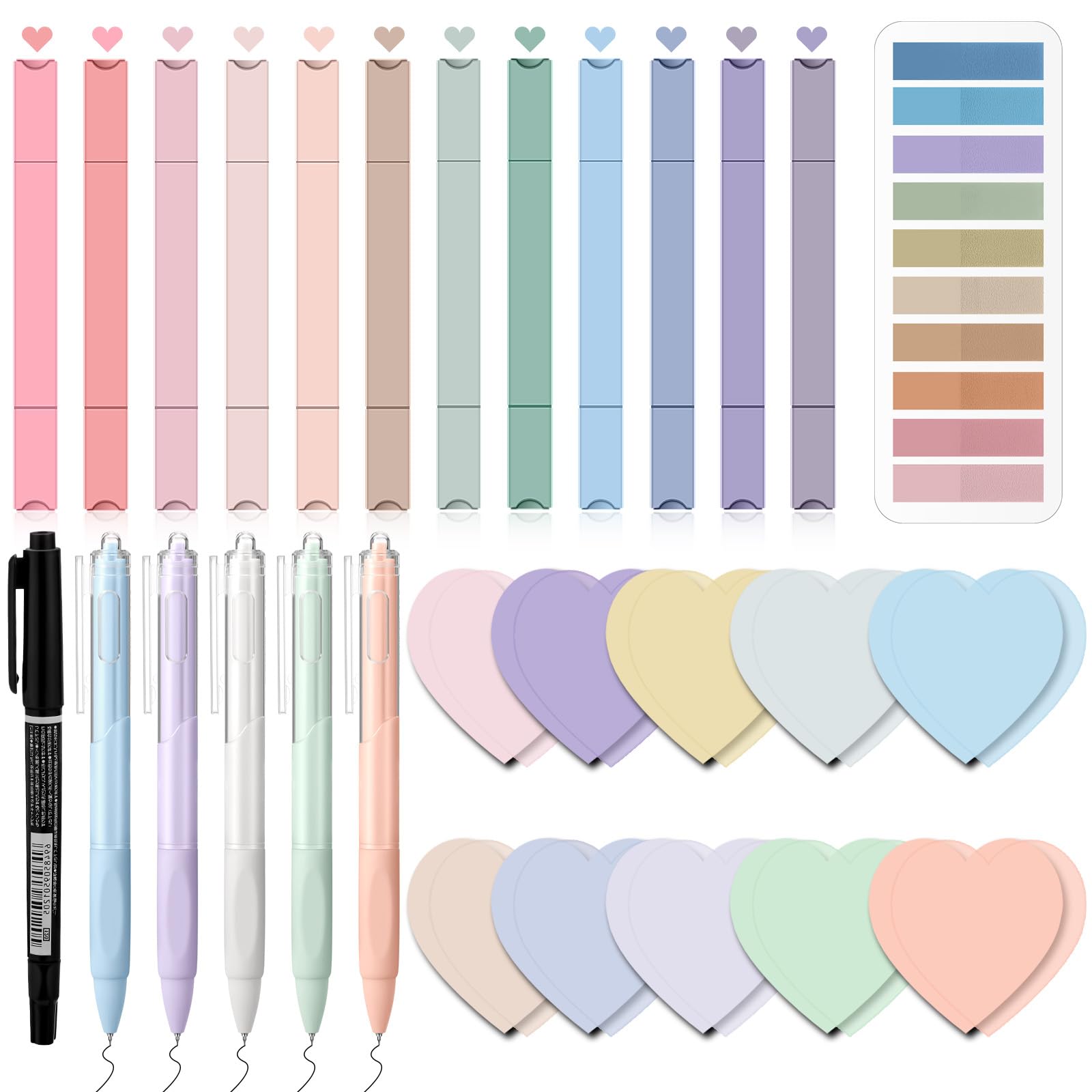 Jutom 29 Pcs Book Annotation Kit Aesthetic Highlighters Black Gel Pens ...