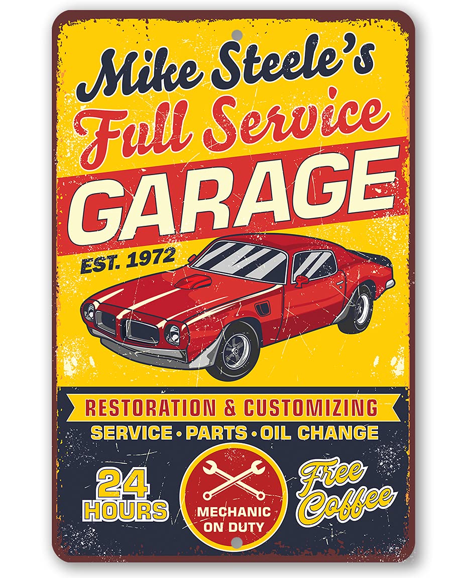 Amazon.com: Personalized Car Repair Garage - Durable Metal Sign - 8" x ...