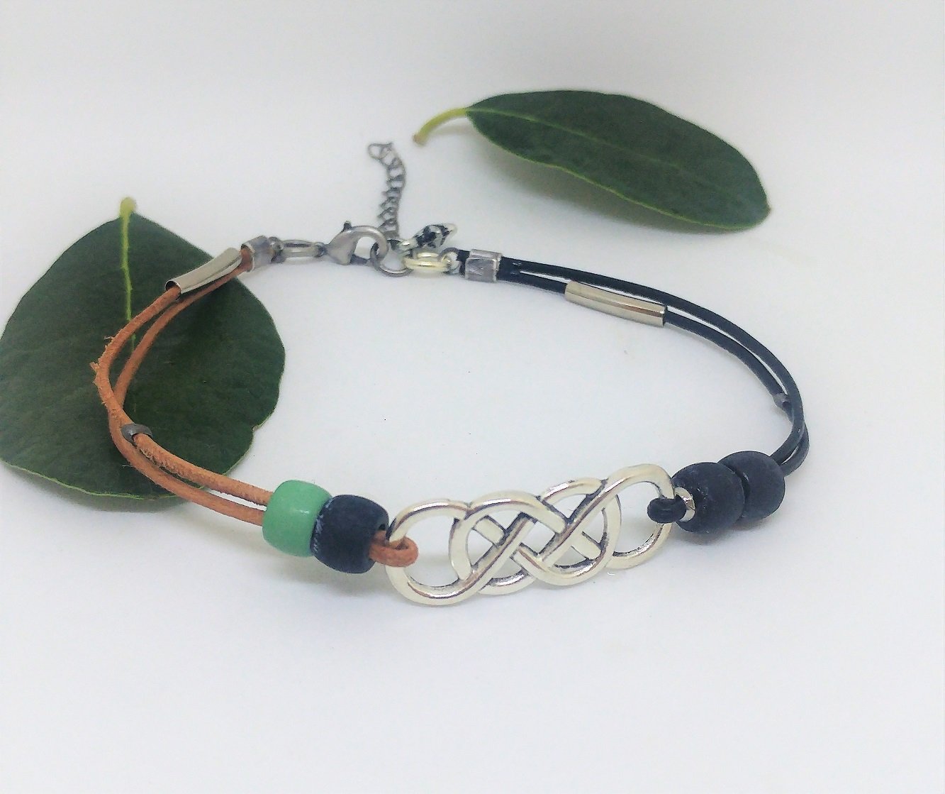 Amazon.com: Celtic knot Infinity Anklet for Women, Turquoise and Black ...