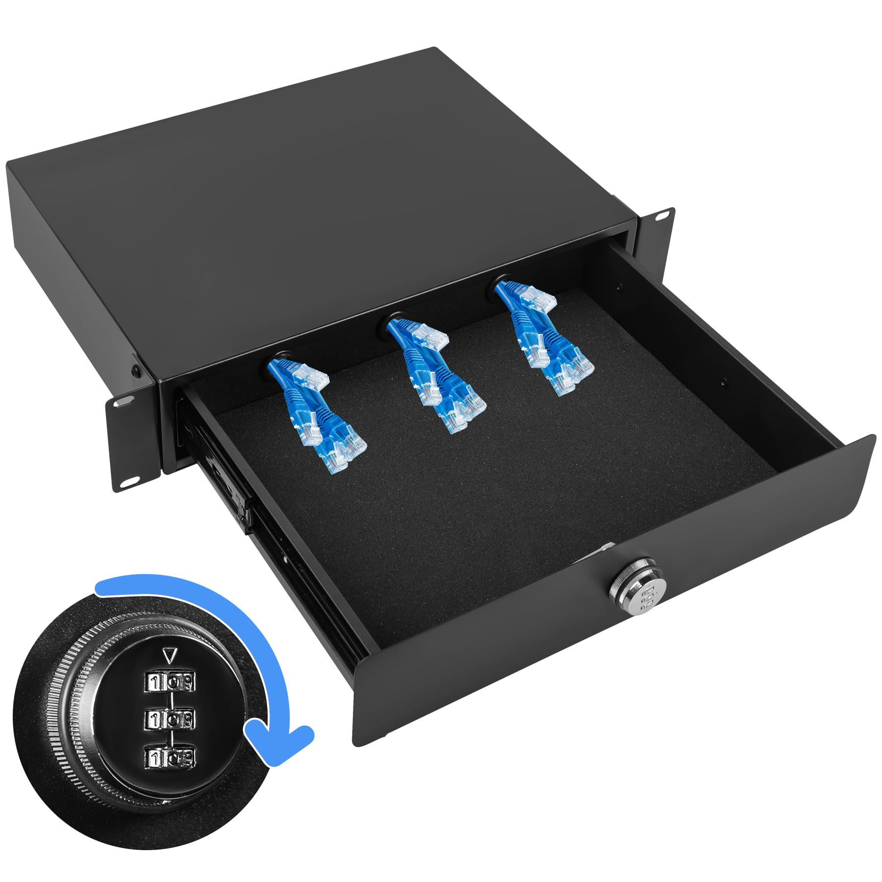 Eastrexon 2U Rack Mount Drawer, Server Rack Drawer w/Combination Lock ...