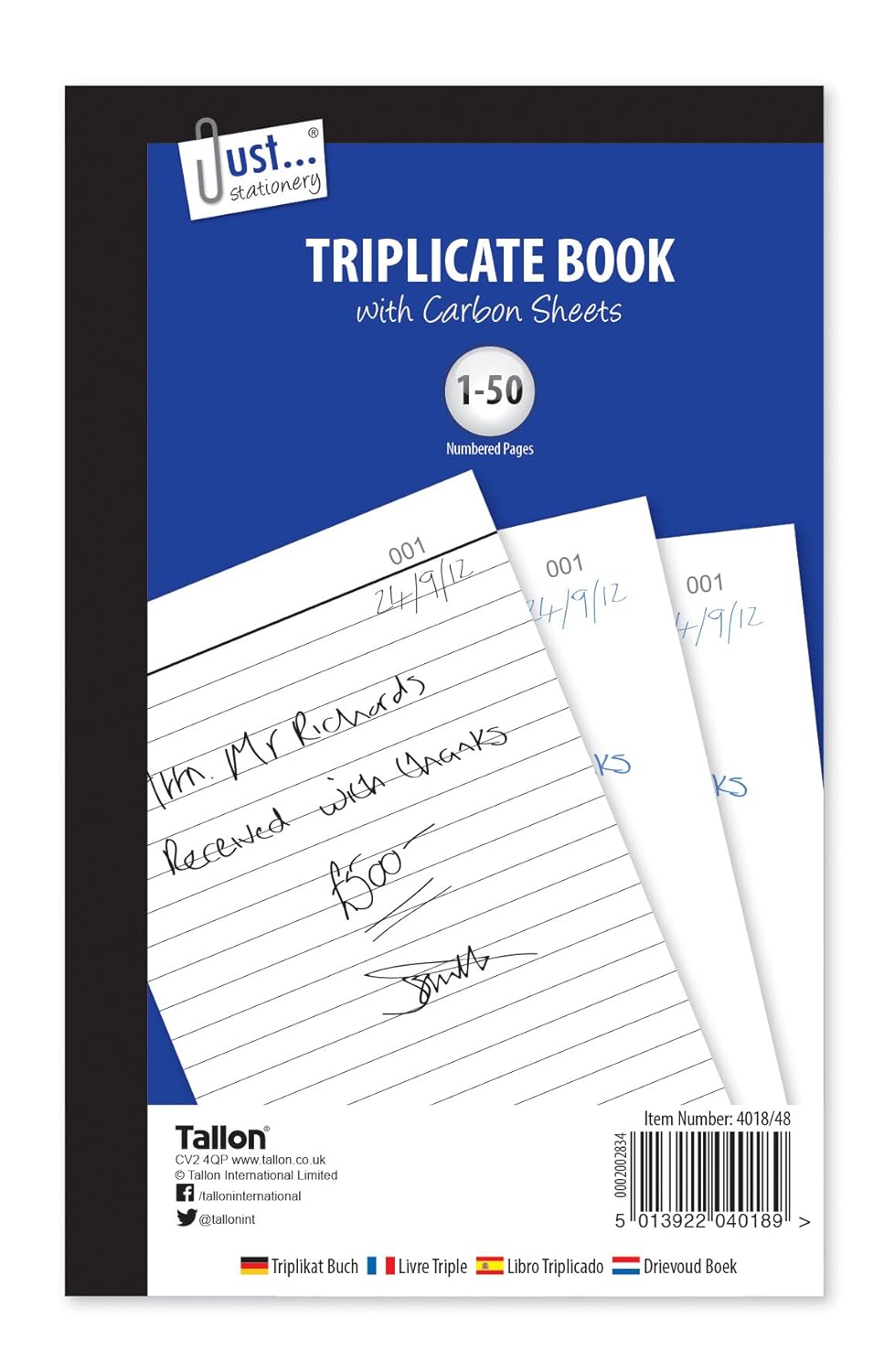 Just Stationery Full Size Triplicate Book Notebook: Amazon.co.uk ...