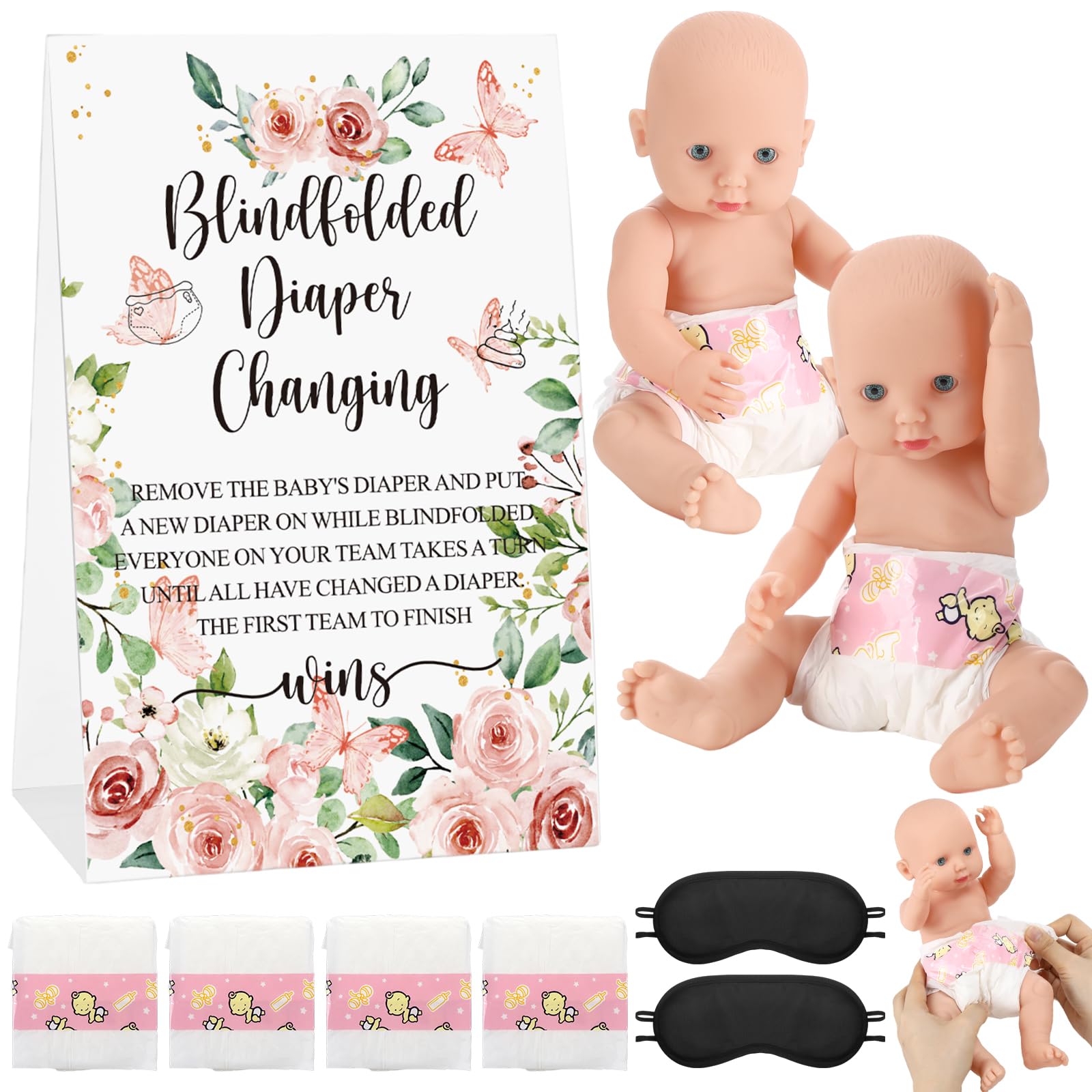 Lineshading 9 Pcs Baby Shower Game Supplies for Blindfold Diaper ...