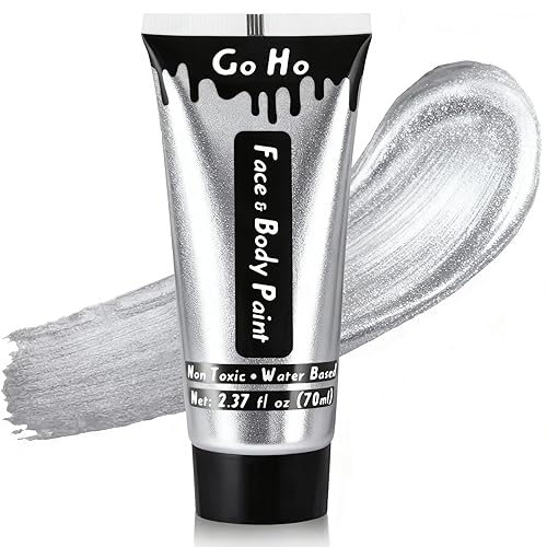 Go Ho Metallic Silver Body Paint Washable(2.37oz/pc),Water Based Cream ...