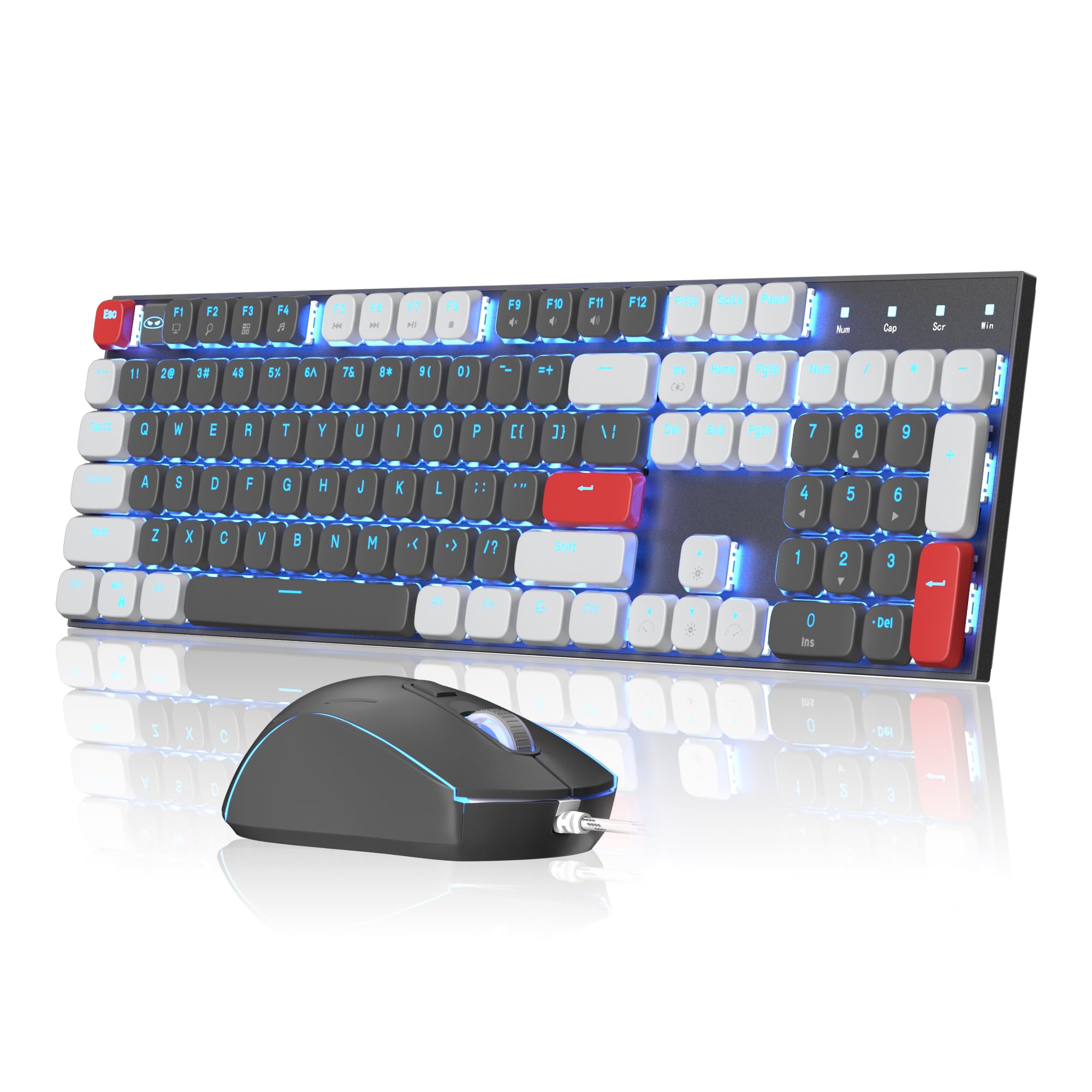 MageGee Wired Mechanical Keyboard and Mouse Combo, Low Profile Red ...