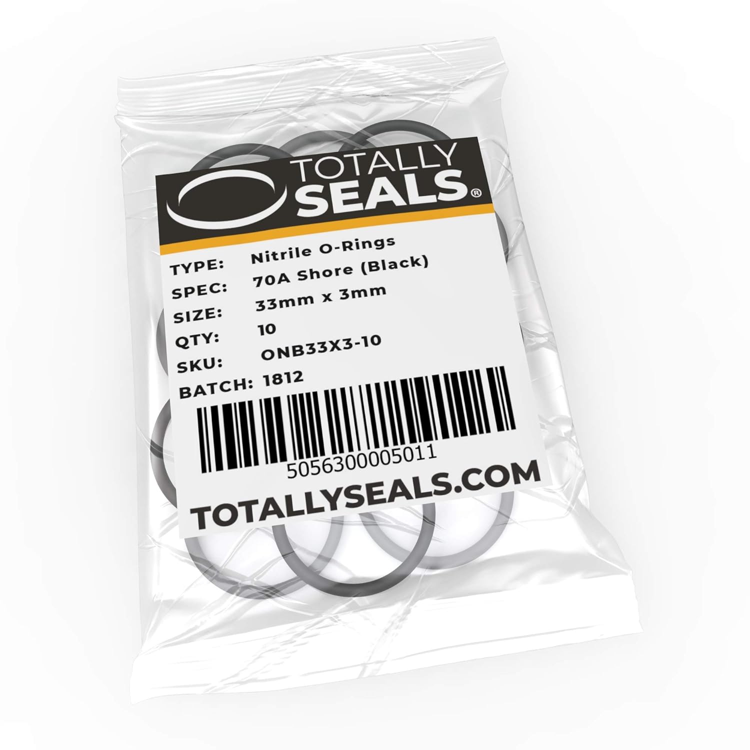 Totally Seals® 33mm x 3mm (39mm OD) Black Nitrile (NBR) Rubber Metric O ...