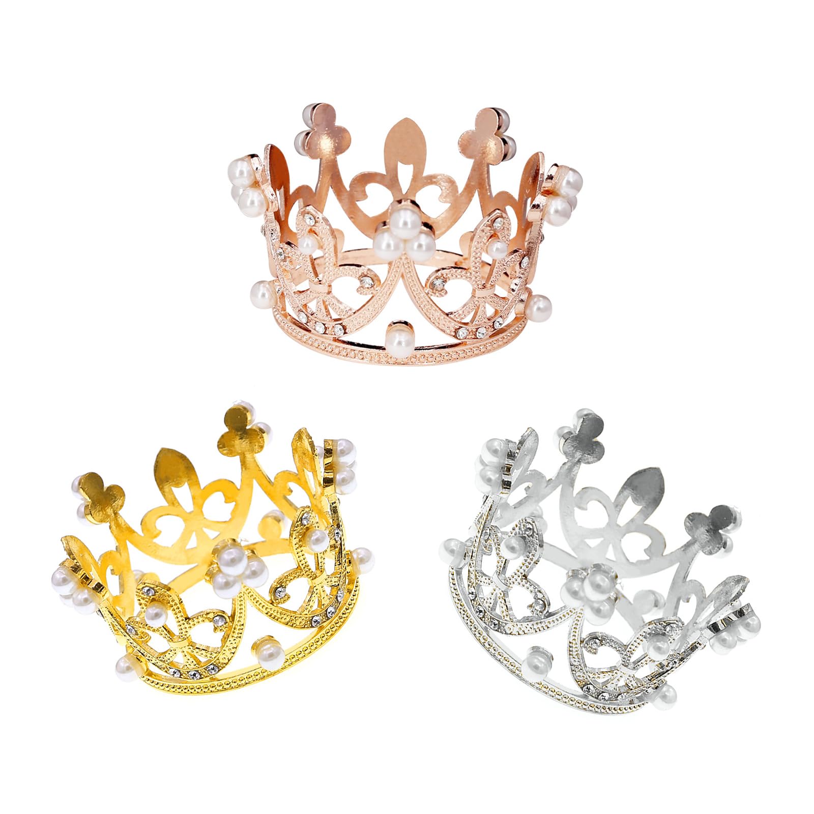 3 Pieces Crown Cake Topper, Princess Little Crown Alloy Pink Silver ...