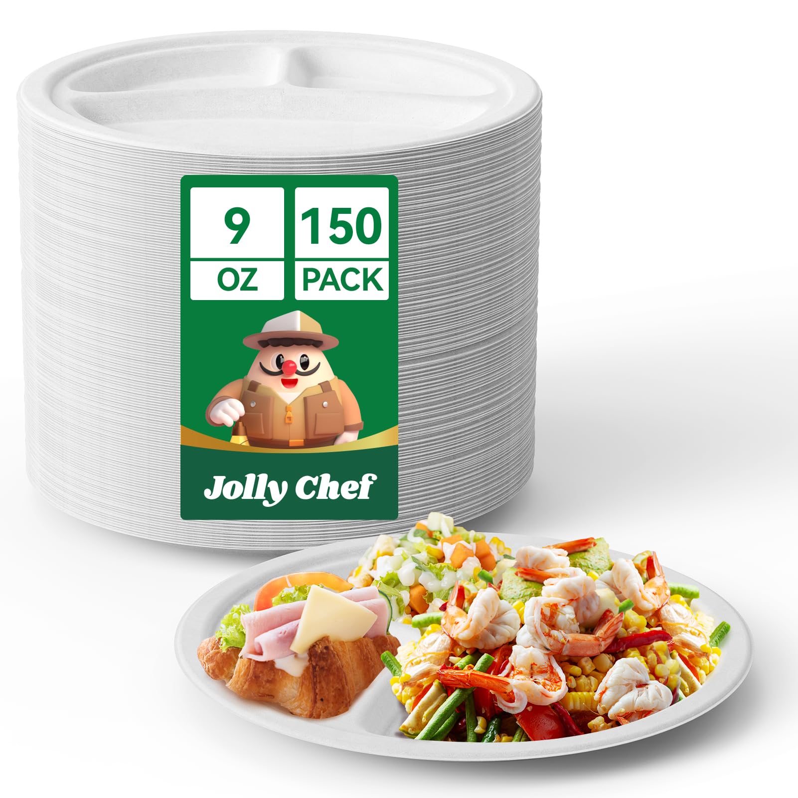 JOLLY CHEF Compostable ? Compartment Paper Plates ? ???? [??? ????] for ...