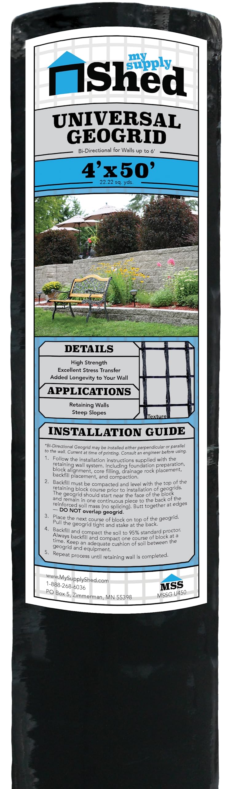 My Supply Shed Bi-Directional Universal Retaining Wall Geogrid, Black ...