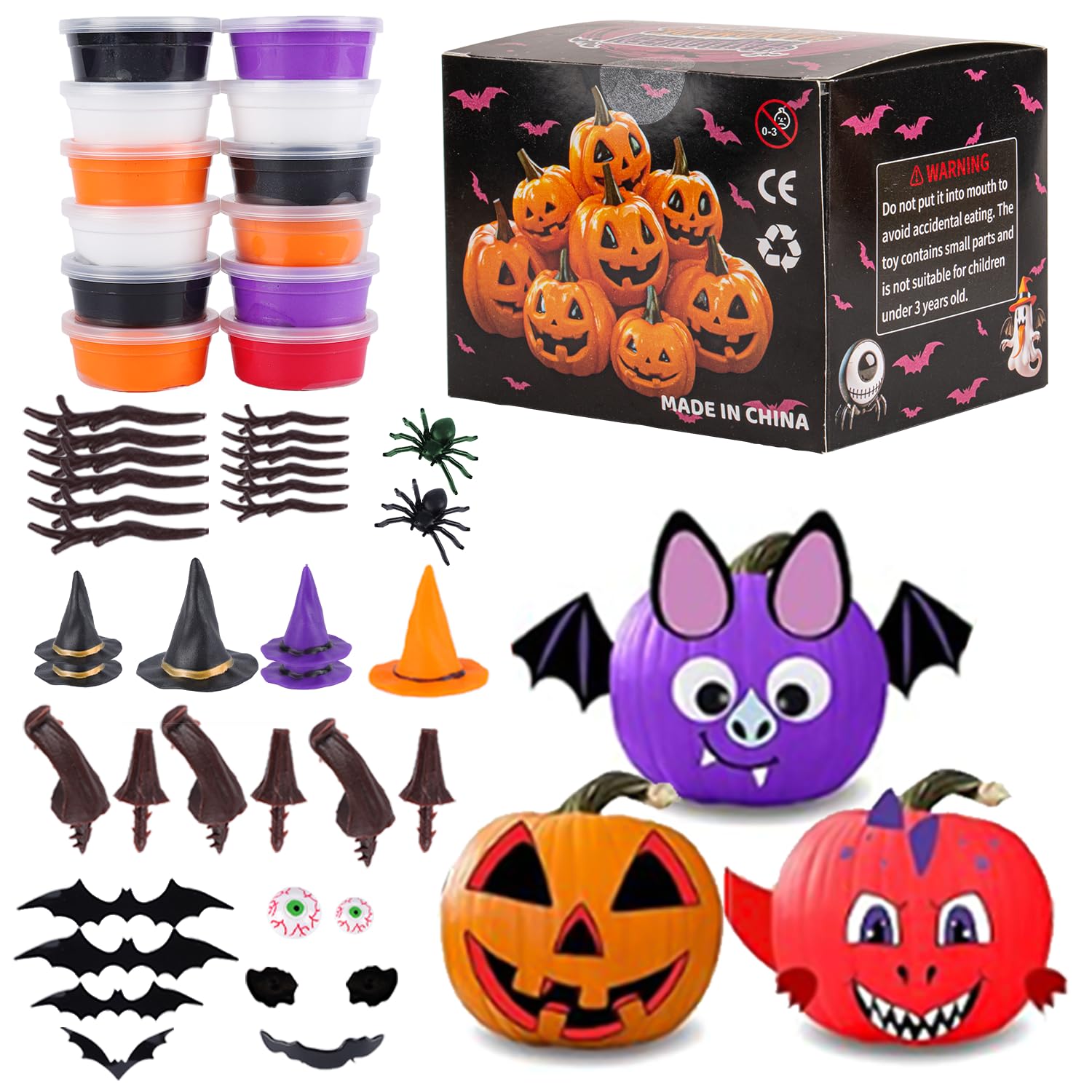 Halloween Air Dry Clay Kits for Kids-Modeling Clay DIY Kit,12 Pack ...