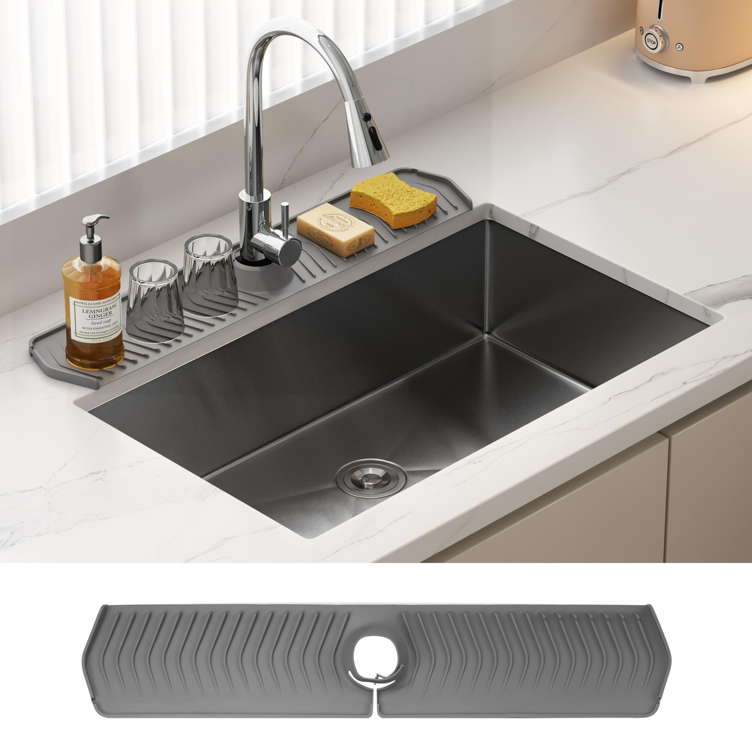 Gaomasck Sink Splash Guard Behind Faucet,30 Inch Silicone Sink Faucet ...
