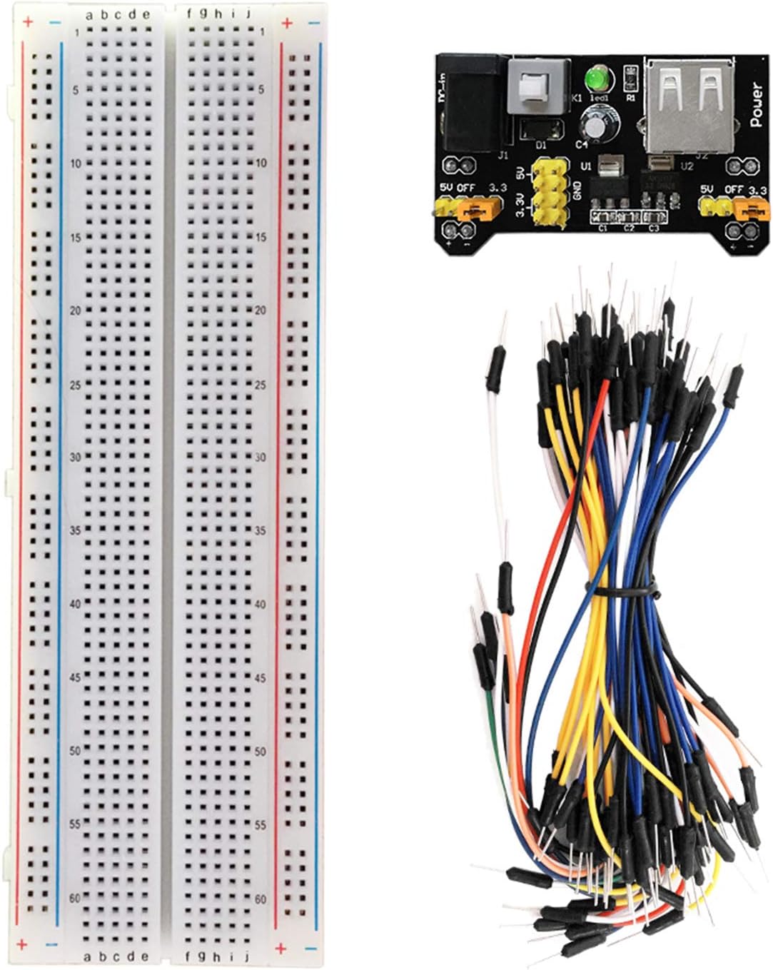 KEYESTUDIO Starter Kit with 3.3V 5V Breadboard Power Module, 830 points ...