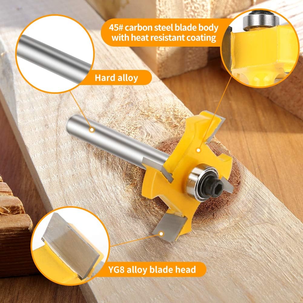 3Pcs Rabbet Router Bit Set 1/4 Shank Achort 1/4″, 3/8″, 1/2″ Height X 1 ...