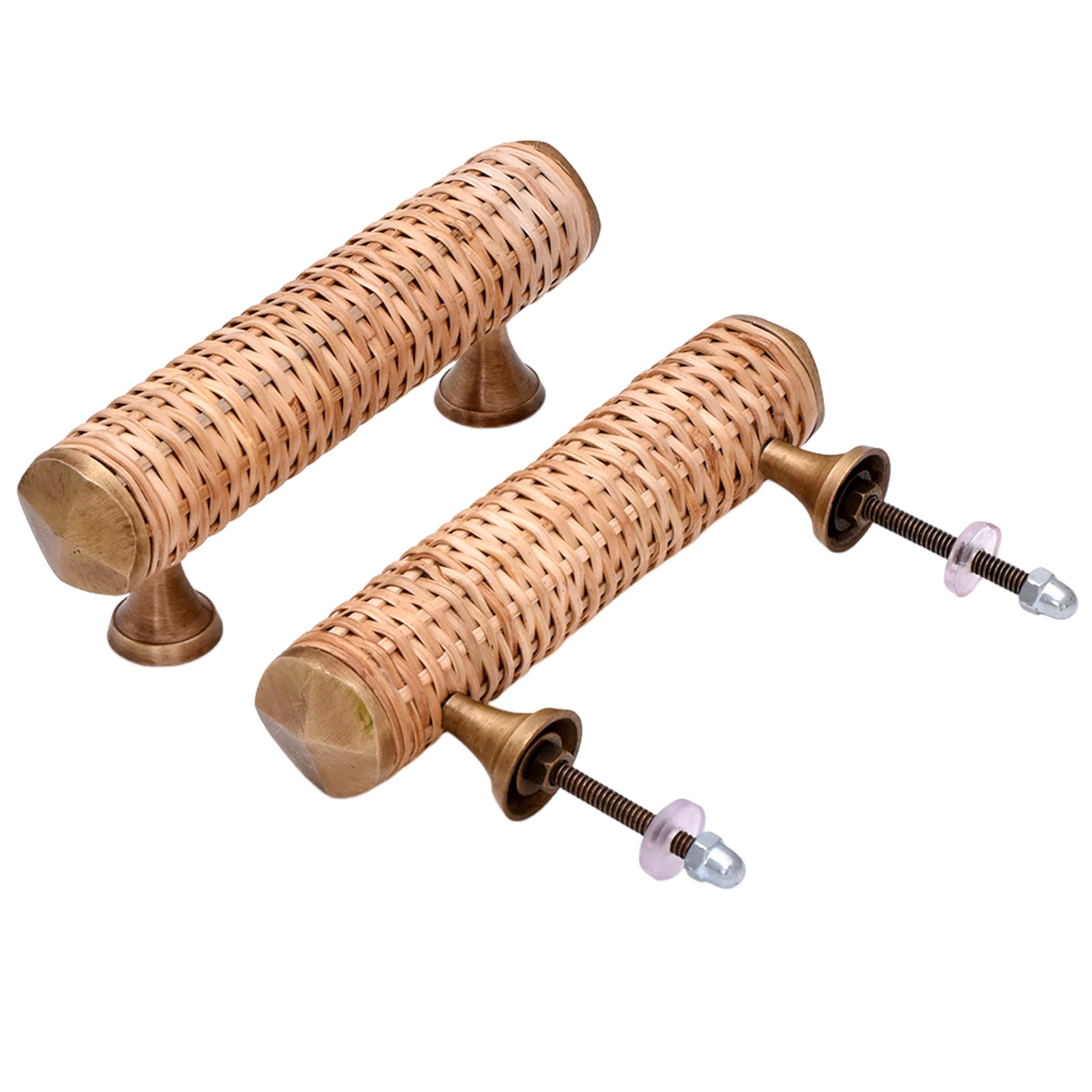Indian Shelf Decorative Brass Rattan Drawer Pulls Bolt to Bolt 9cm Boho ...