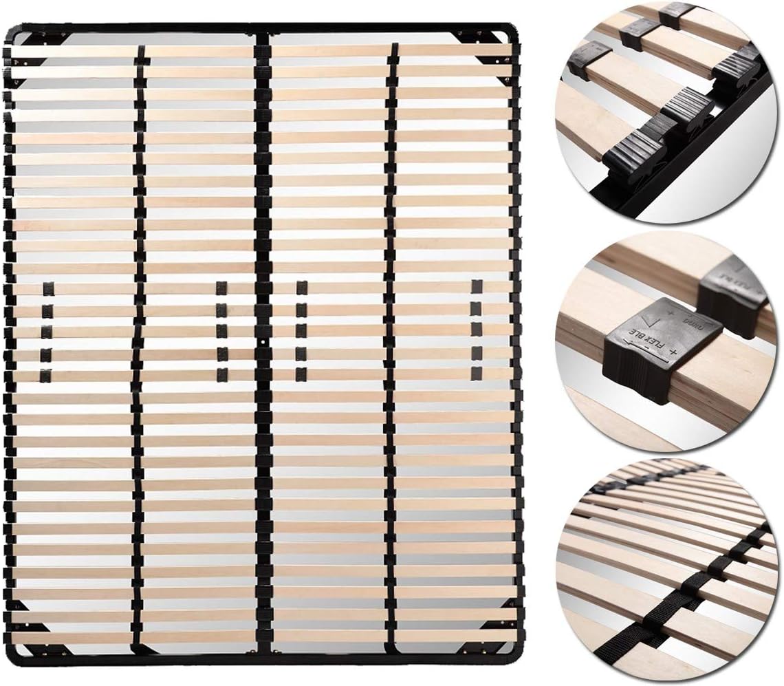 Sommier à Lattes Résistant - fermeté réglable 180 x 200 cm Noir: Amazon ...