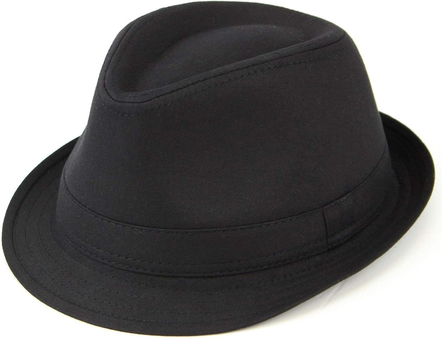 Hawkins plain cotton trilby hat black or white: Amazon.co.uk: Clothing