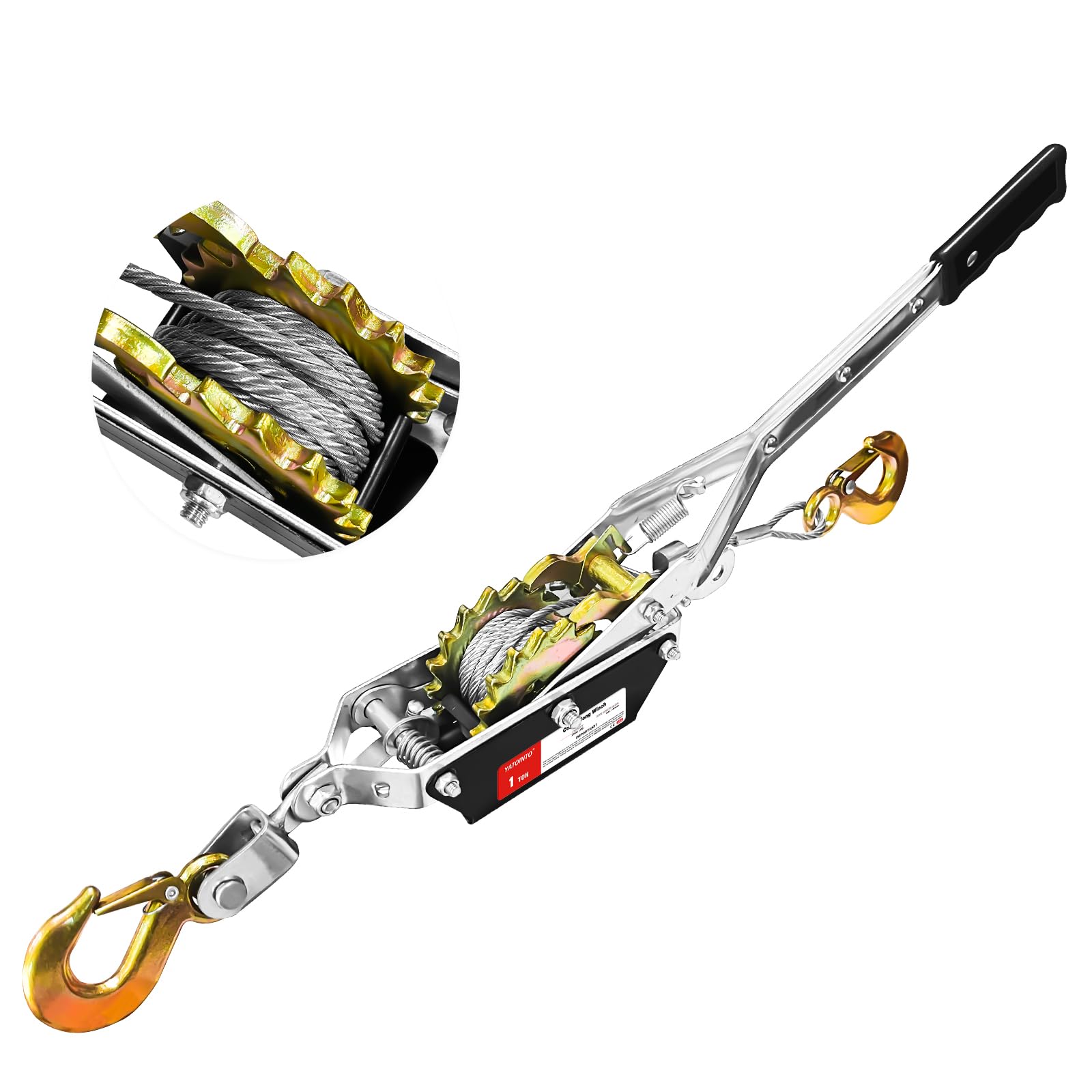 YATOINTO Come Along Winch 1 T Pulling Capacity 7 FT Steel Cable 2 Hooks ...