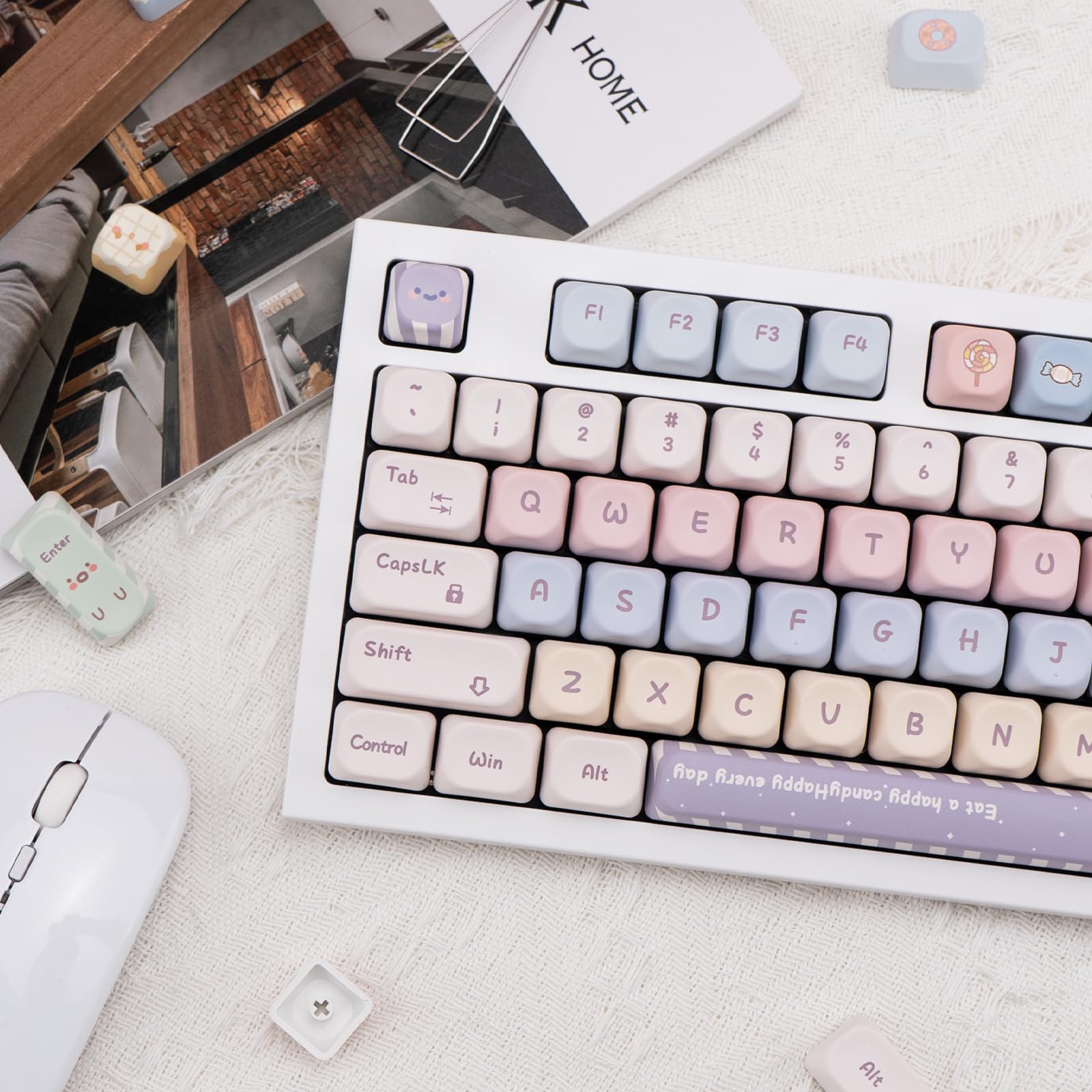 Mua Candy Color PBT Keycaps Set XOA Profile Cute Round Keycaps 138 Keys ...