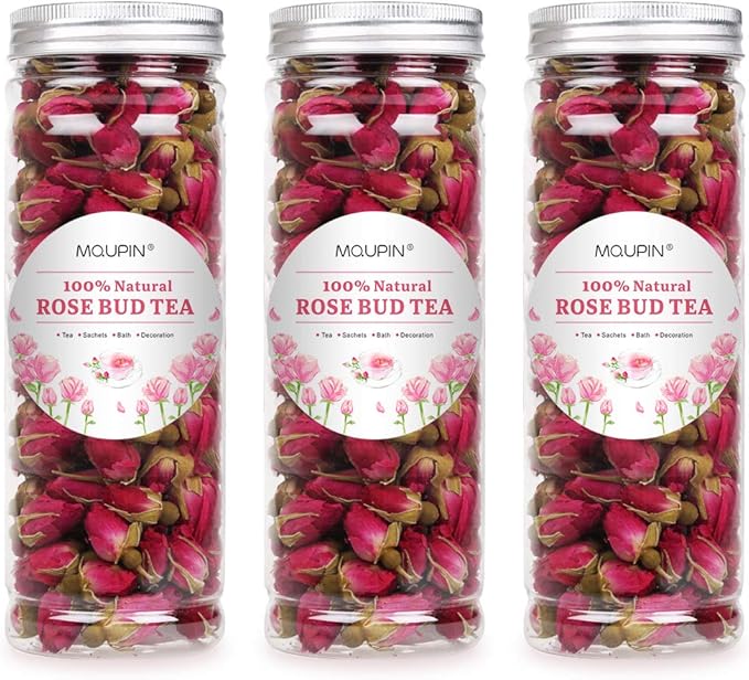 MQUPIN Organic Rose Bud Tea Dried Red Rose Petal Flower Edible Buds ...