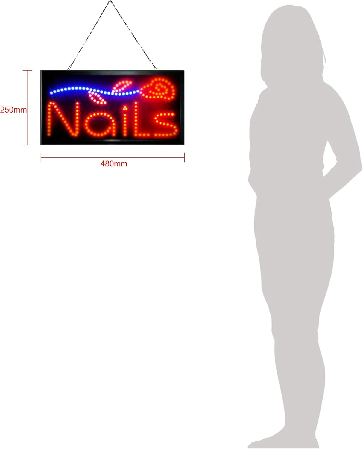 Nails LED-Sign SSS® LED Sign Bright NEON Professional Powerful Animated ...