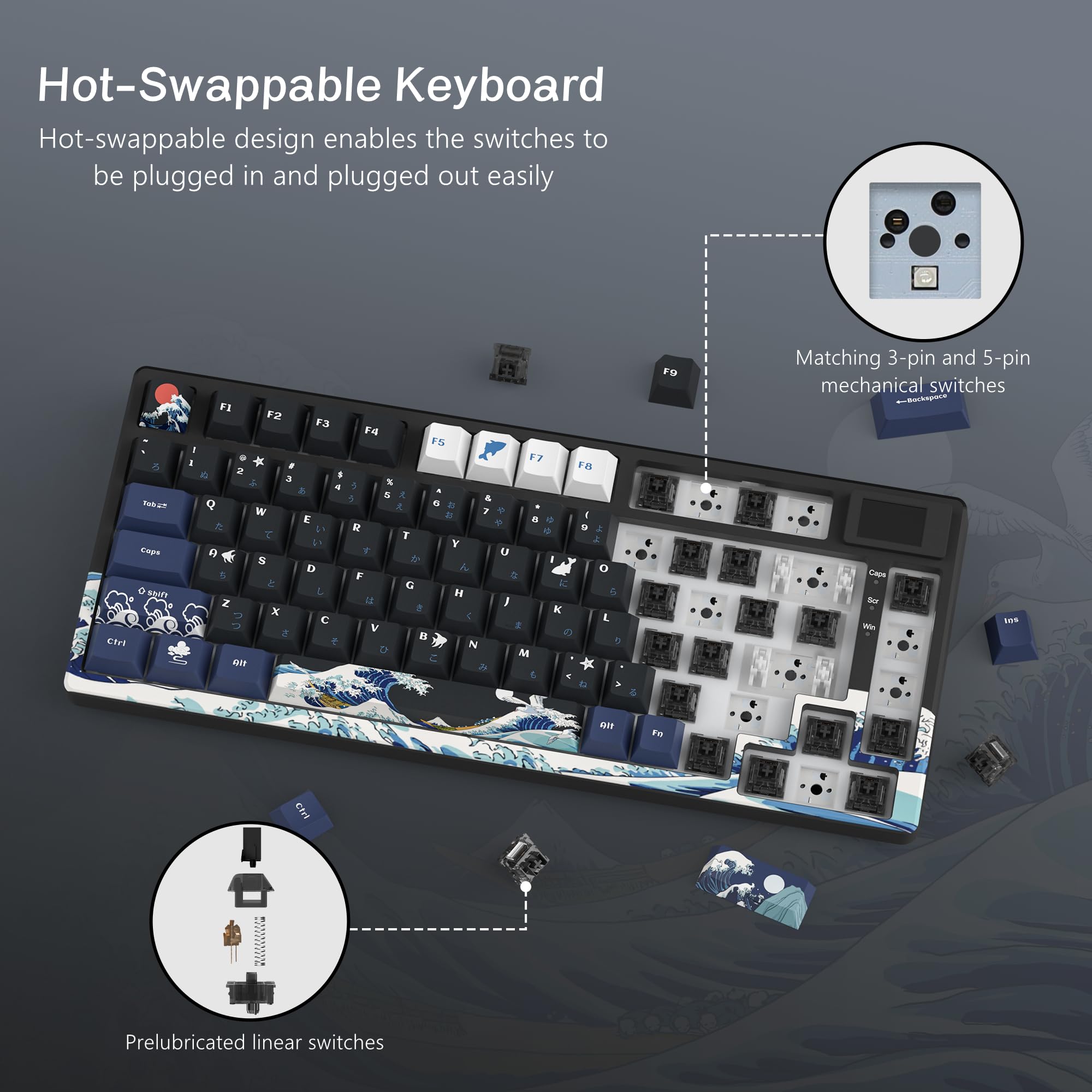 Mua Womier S-K80 75% Keyboard with Color Multimedia Display Mechanical ...