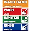 Wash, Rinse, Sanitize Handwash Sink Labels, Heavy Duty 3 Compartment ...