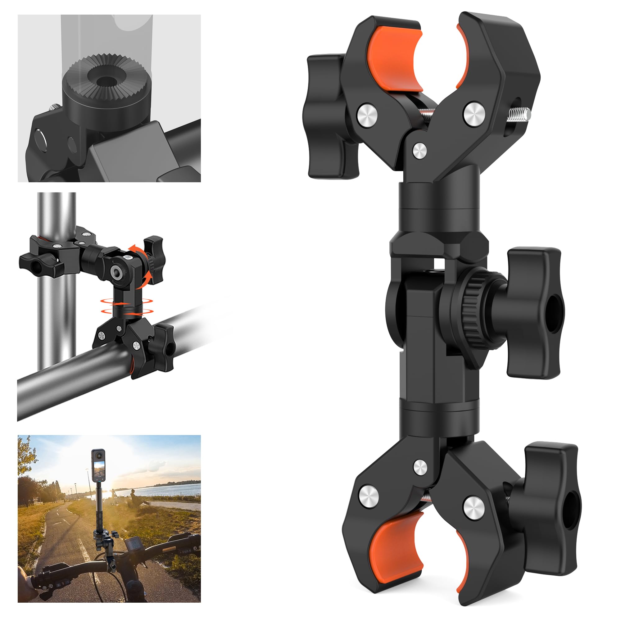 Double Clamp Mount Bracket Magic Arm with 1/4" Screw Interface, Double ...