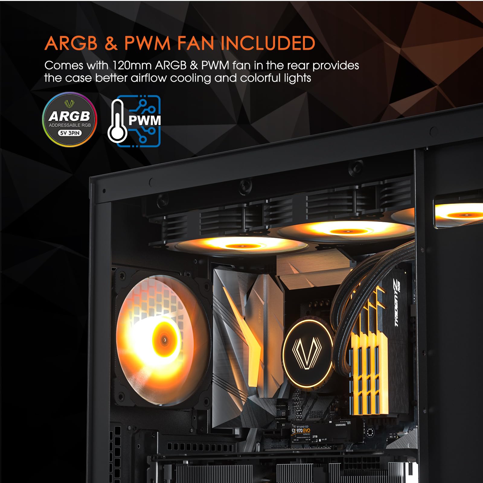 Vetroo AL-MESH-7C Compact ATX PC Case, Front Power Supply, Top 360mm ...