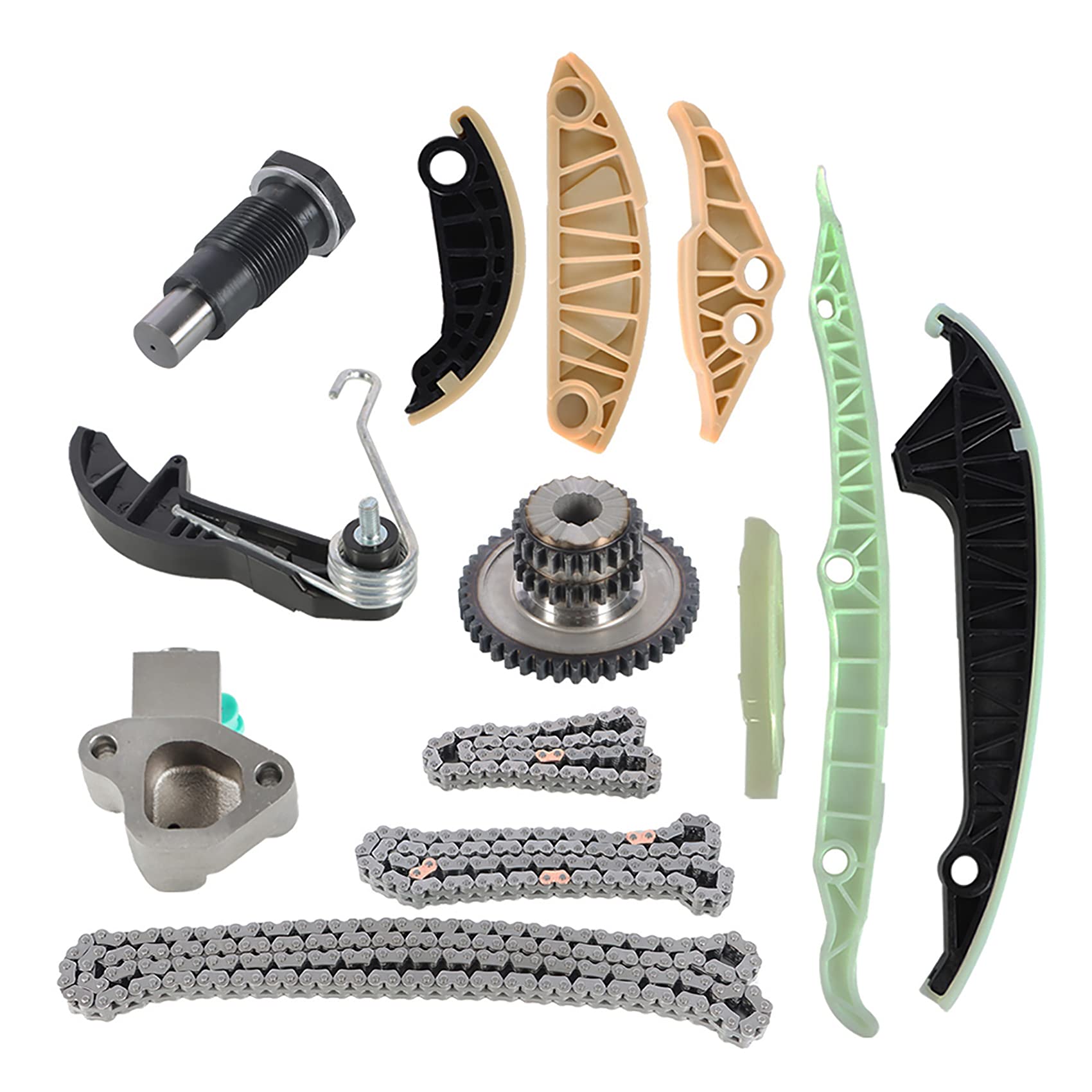 labwork 13Pcs Timing Chain Kit - Tensioner Guide Rail - Oil Pump Chain ...