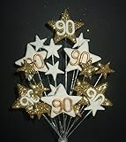 CAKE TOPPER STAR BURST SPRAY DIAMANTE 90th BIRTHDAY NUMBERS NV/BL/WT ...